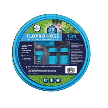 Flopro Hose 15m with Connectors & Nozzle - Garden Hoses & Reels ...