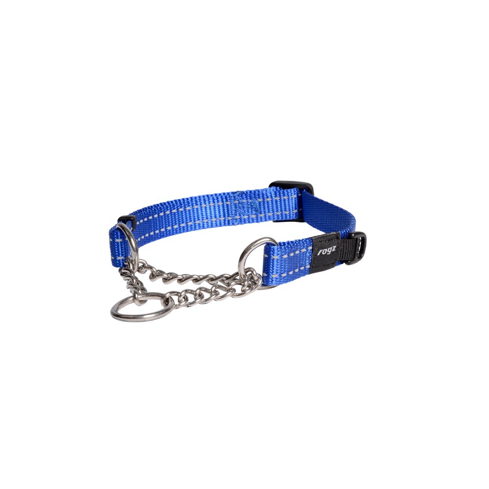 Rogz Control Chain Collar Blue Medium 31 45cm Nylon Dog Collars Farm Pet Place