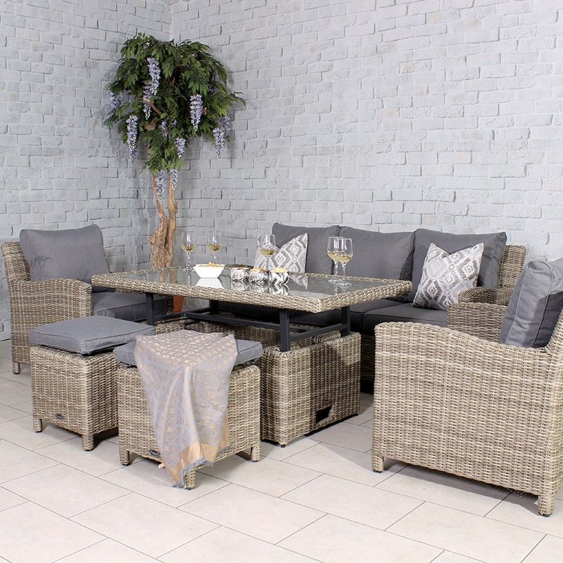 WENTWORTH 7 Seater 6 Piece Sofa Dining Set with Adjustable Height Table ...