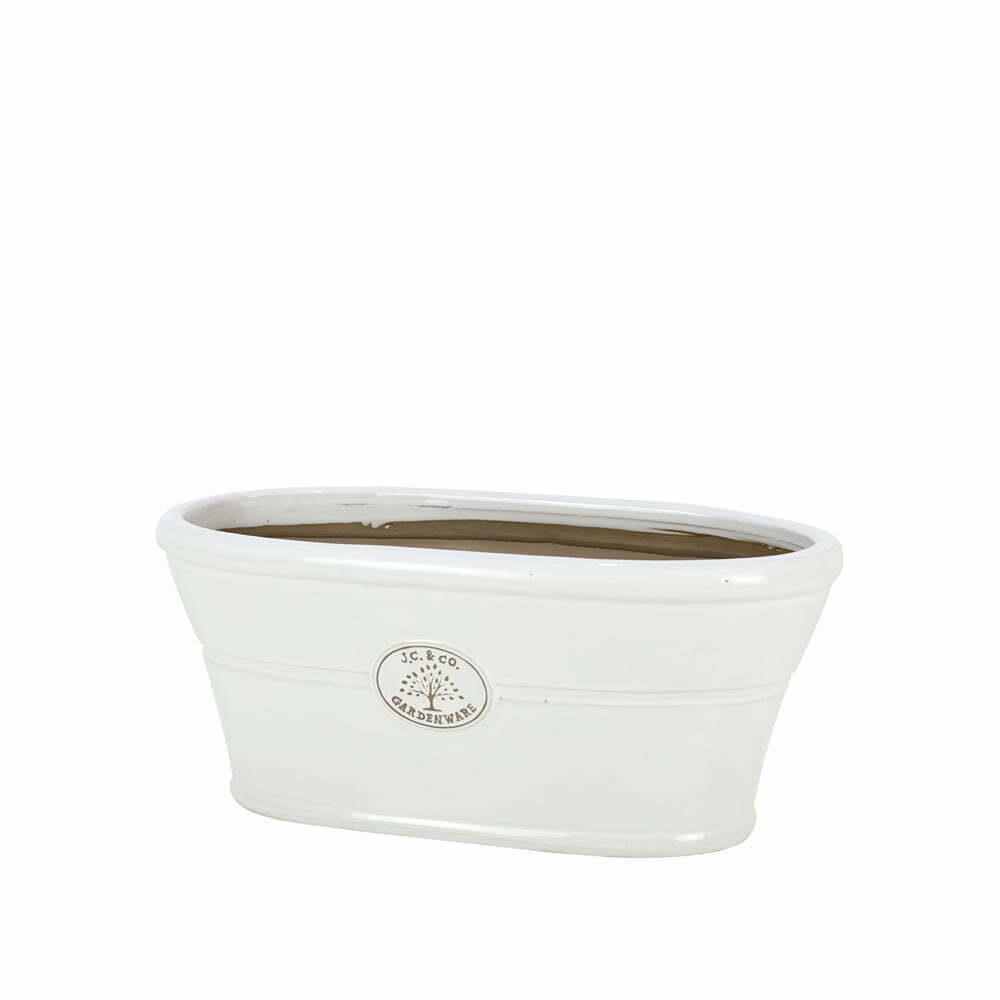 JC & Co White Oval Trough 56cm - Ceramic Pots - Polhill Garden Centre