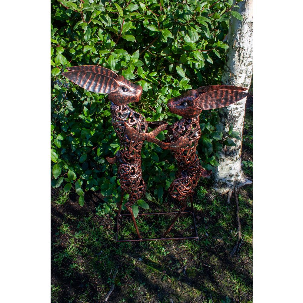 Bronze Boxing Hares Sculpture - Garden Decor - Polhill Garden Centre