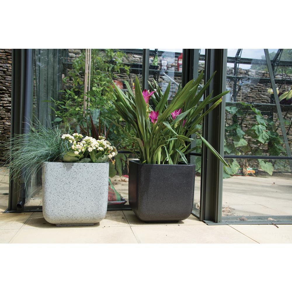 38cm Magma Square Black - Lightweight Outdoor Plant Pots - Polhill ...