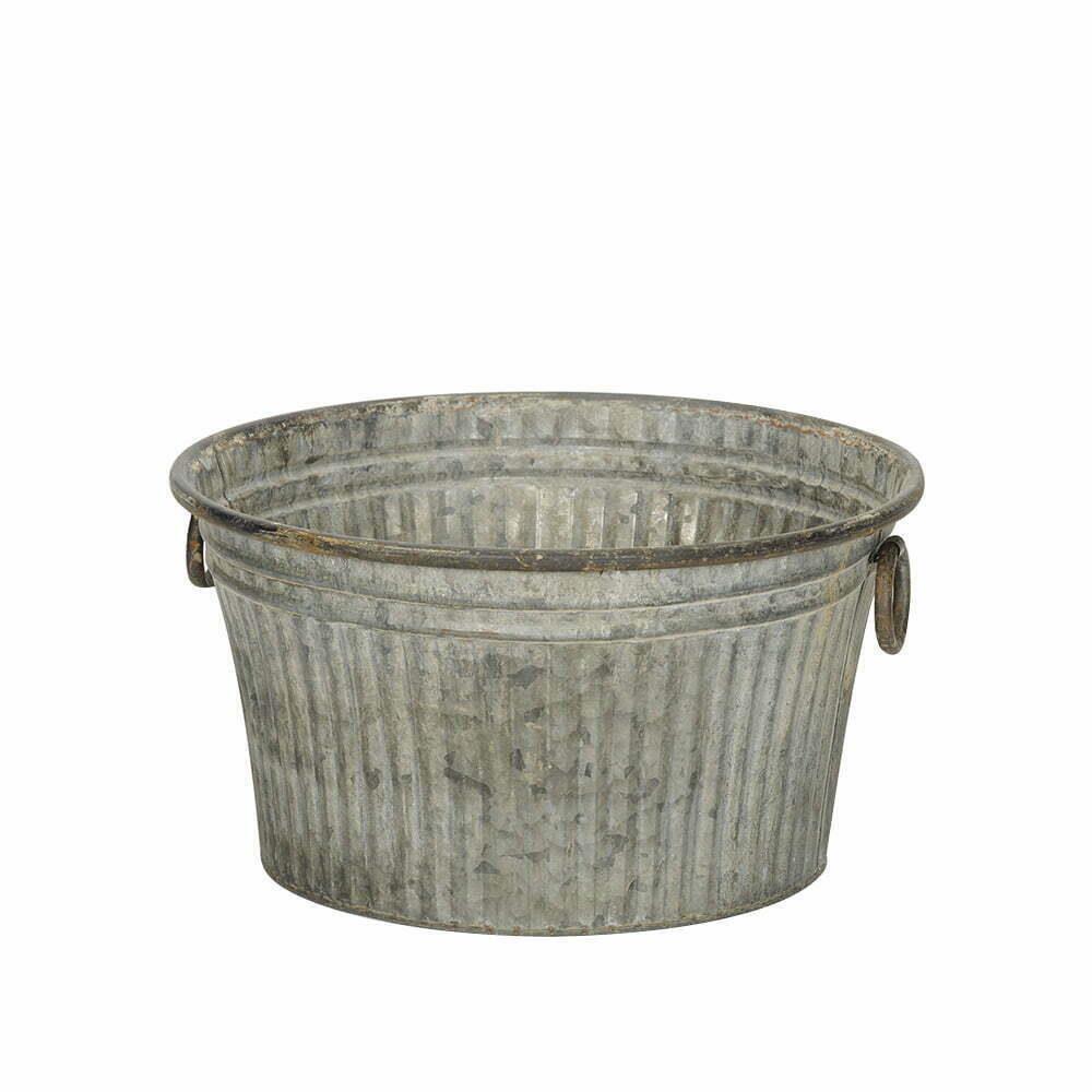 Metal Ribbed Pan 37cm - Lightweight Outdoor Plant Pots - Polhill Garden ...